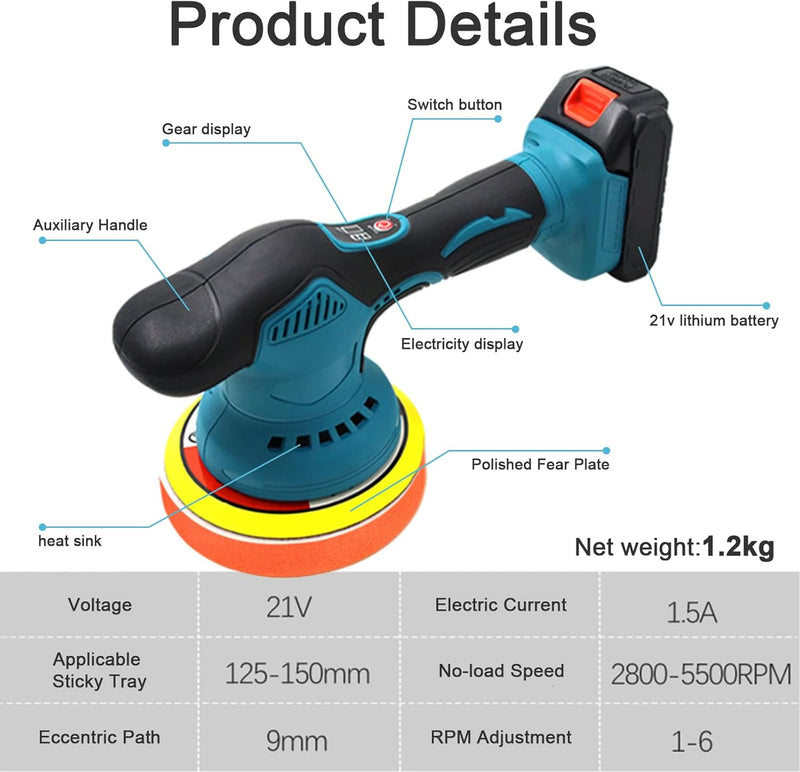 G TALECO GEAR Cordless Polisher 21V 6-Speed Kit – Tarteeb Store